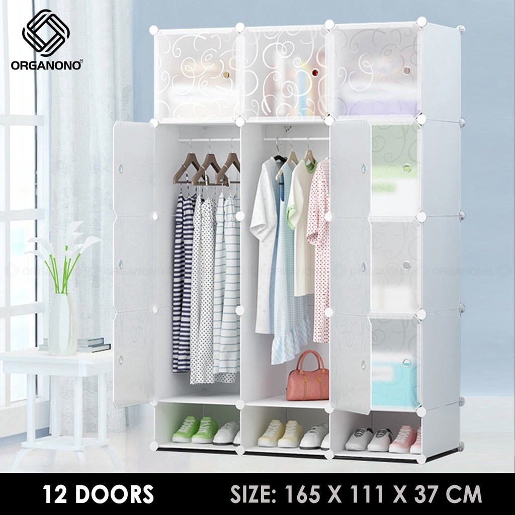 Organono 12 Doors Cube DIY Storage Adjustable Stackable Clothes Cabinet ...