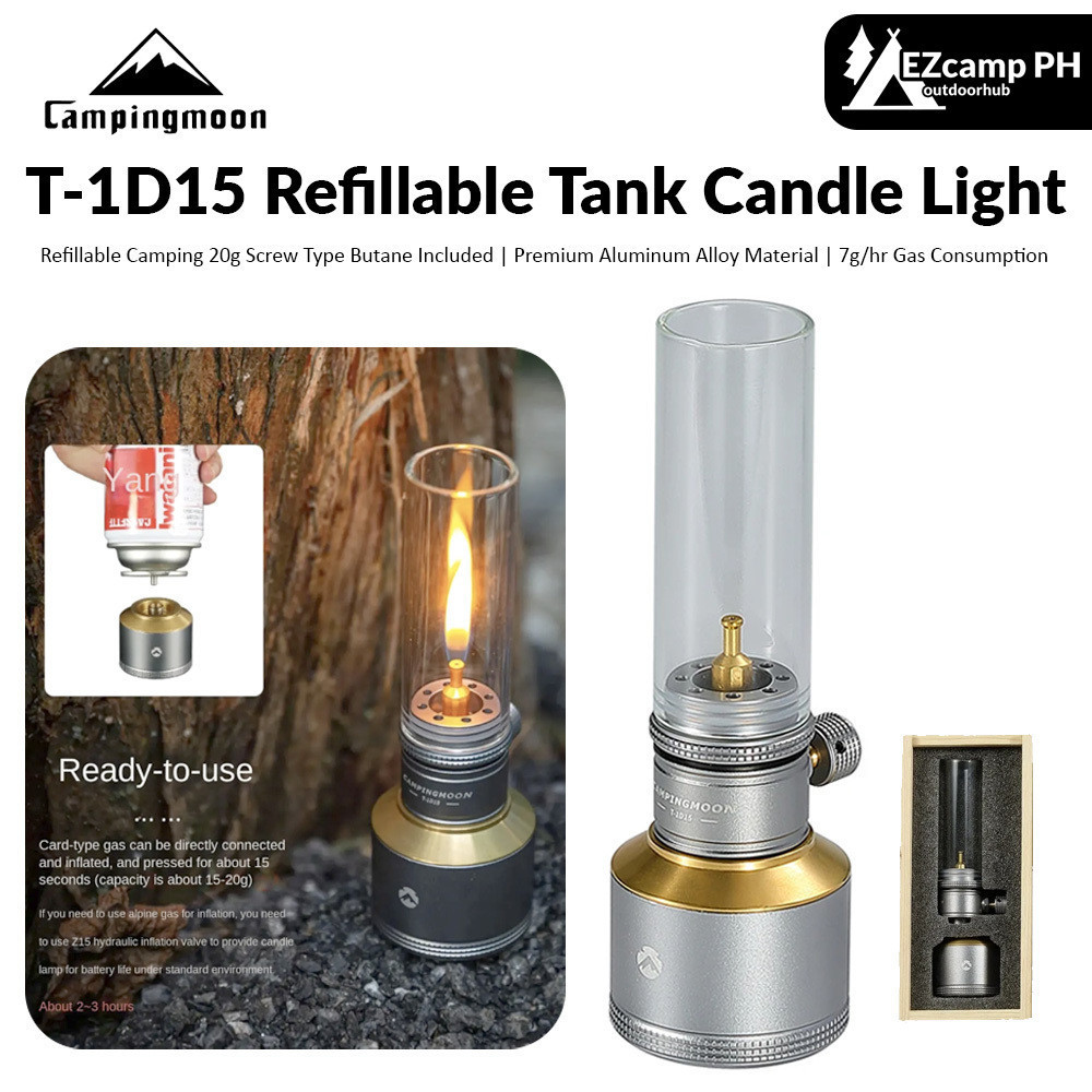 CAMPINGMOON Refillable Gas Tank Candle Lamp Light Aluminum Screw ...