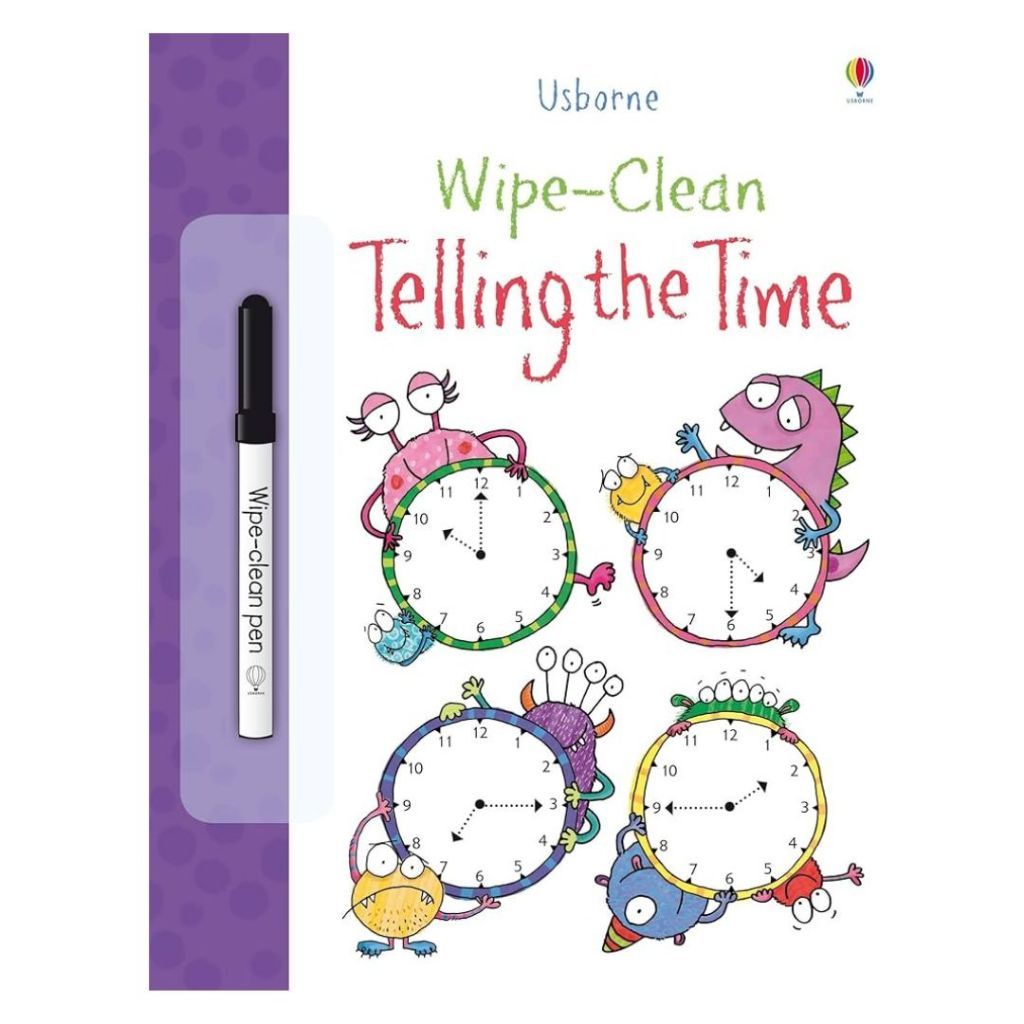 Usborne Wipe-Clean: TELLING THE TIME (brand new softcover with free ...