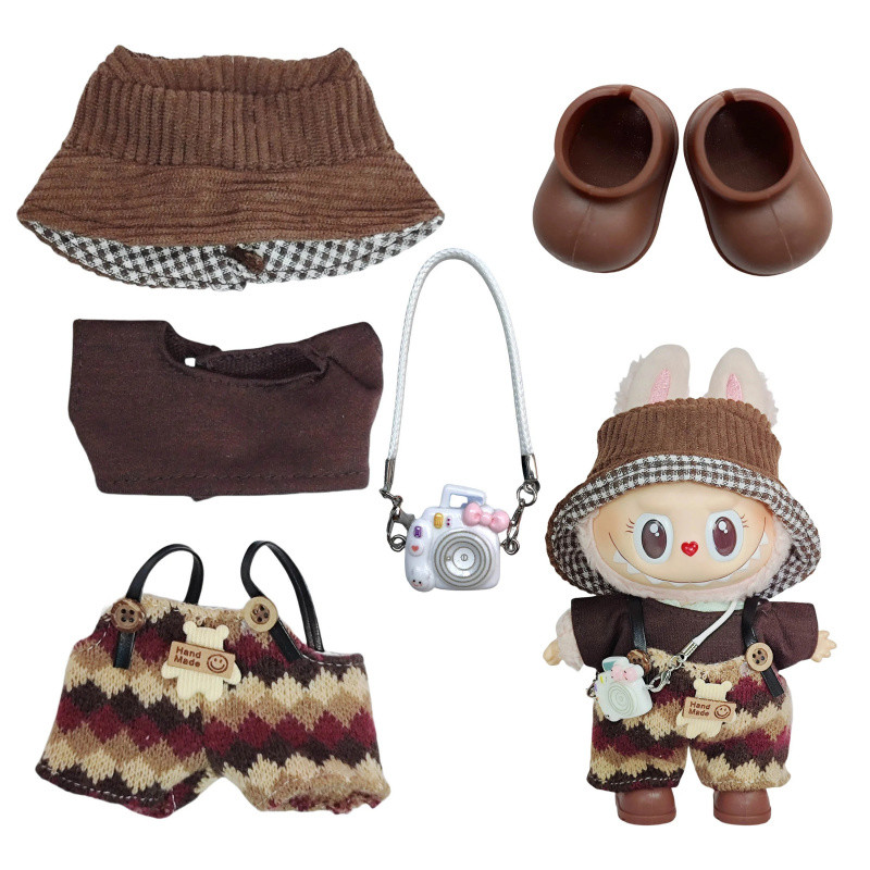 17cm Lafufu Blind Box Keychain - Cartoon Overalls Series Doll Clothes ...