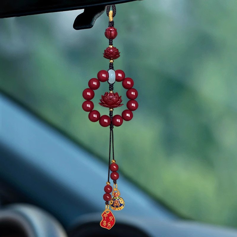2025 New Style Cinnabar Lotus Car Pendant Car Peace Joy Car Interior ...