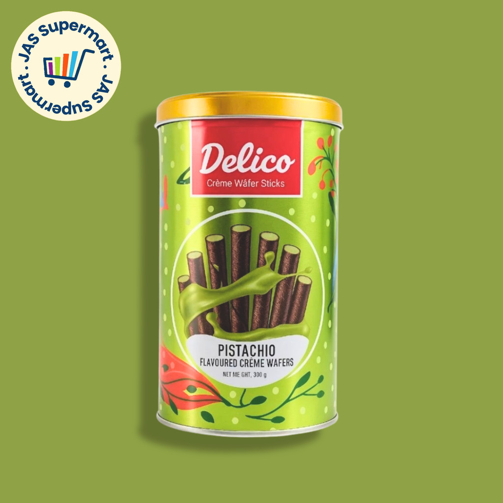 Delico Pistachio Flavoured Creme Wafers Sticks 300g – Crispy & Creamy ...