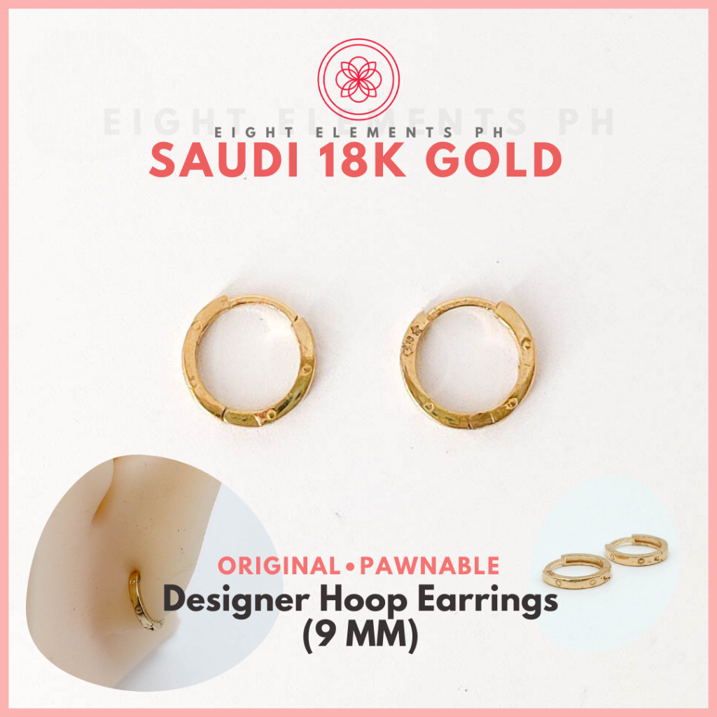 COD PAWNABLE 18k Earrings Saudi Real Pure Gold Designer Luxury Baby ...