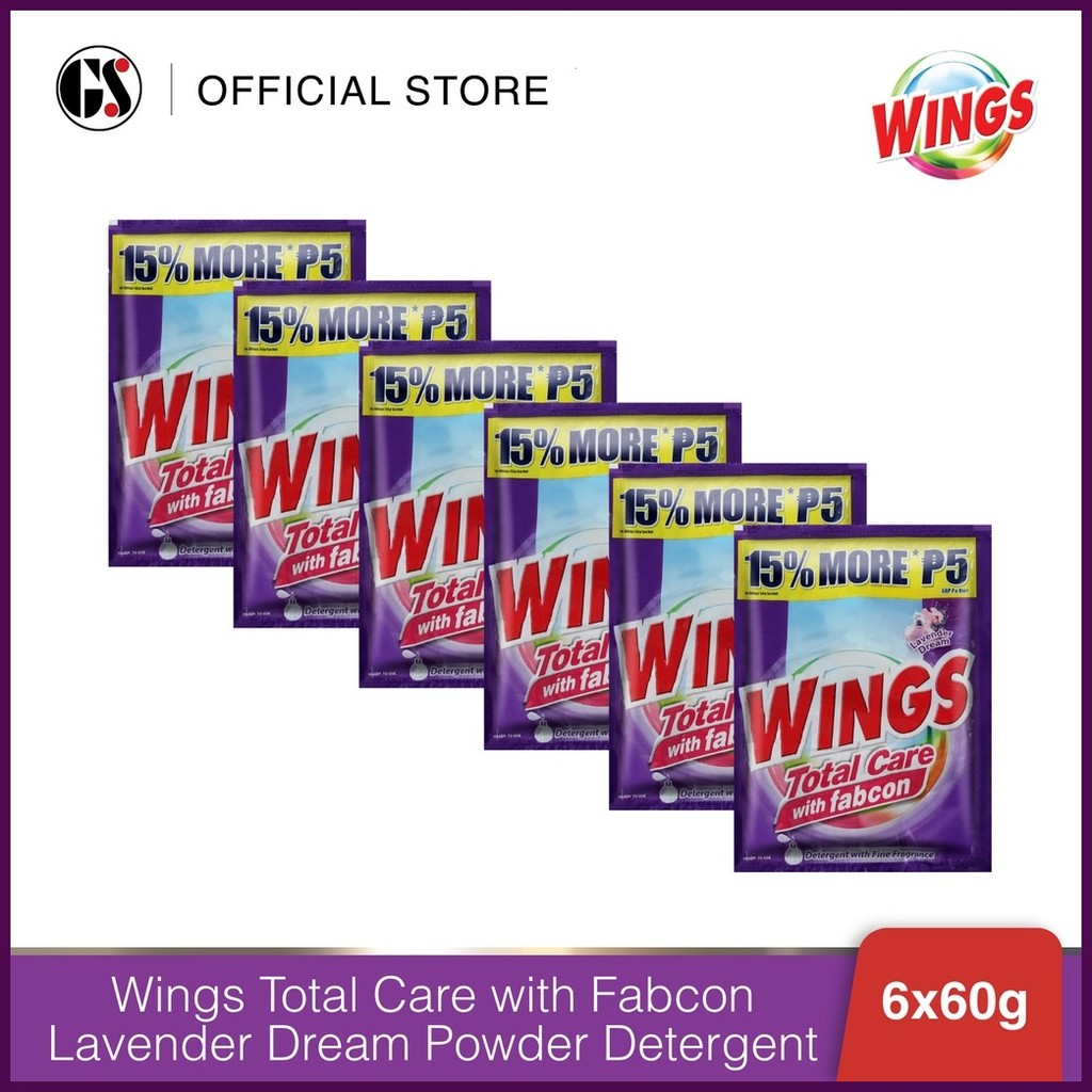 ☑ ♒ Wings Total Care with Fabcon Lavender Dream Powder Detergent 57g ...