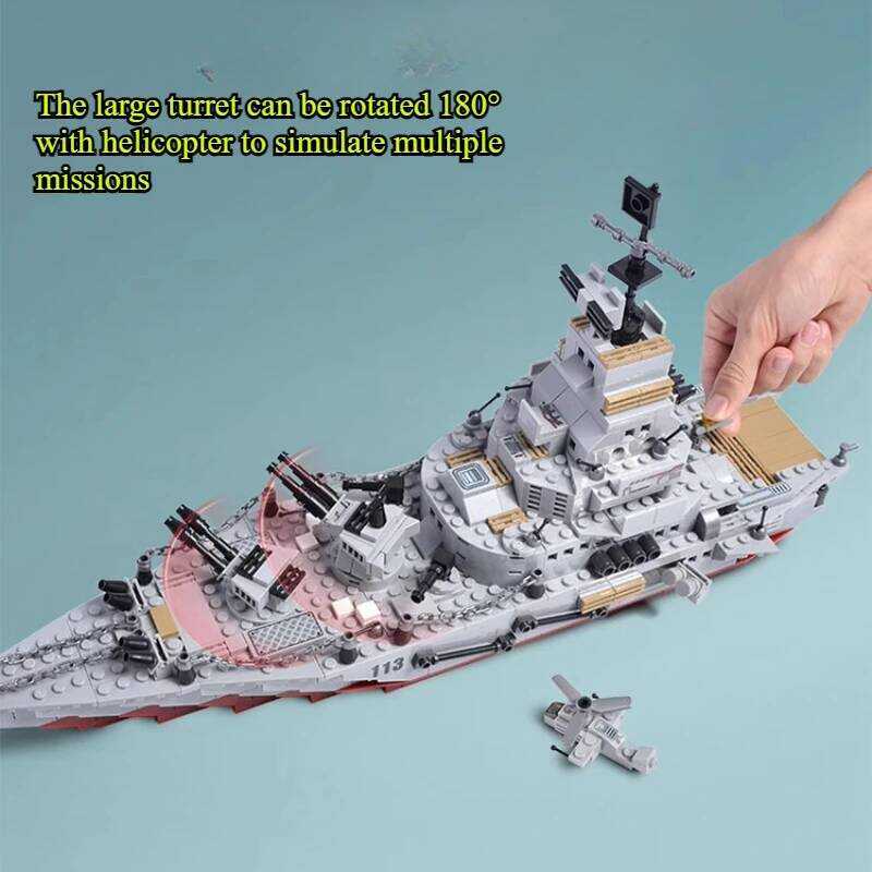 1068Pcs Navy Chariot Ship Army Boat Plane Ships Building Blocks ...