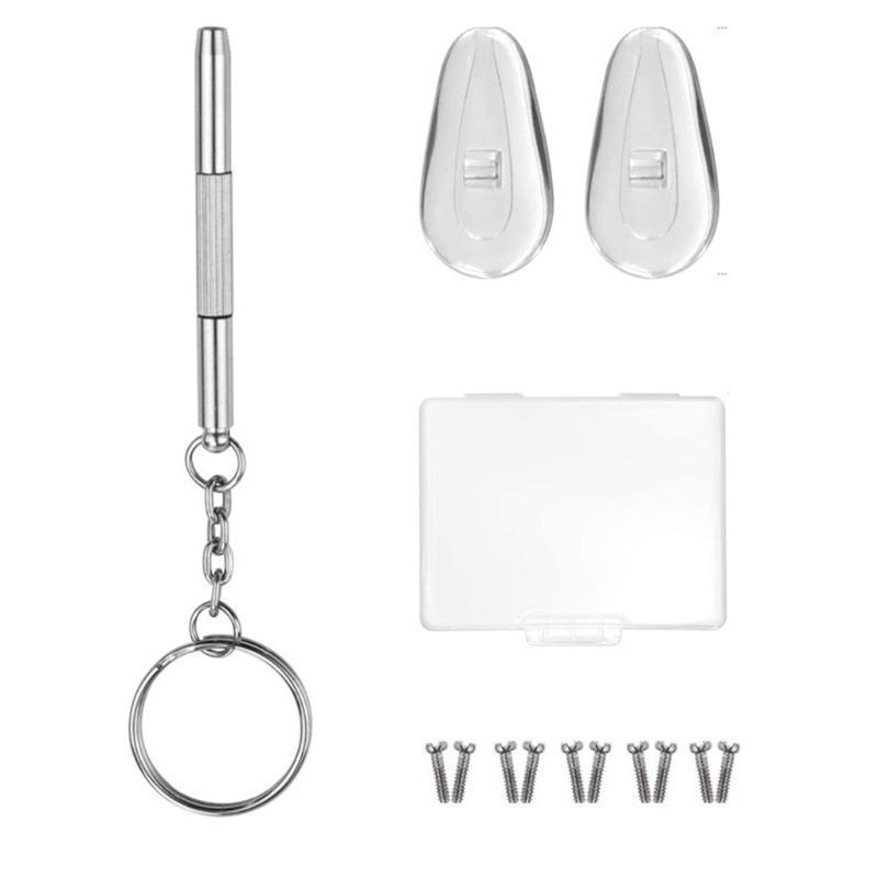 Eyeglass Nose Pad Repair Kit with Screw Lock Silicone Pads and Anti ...