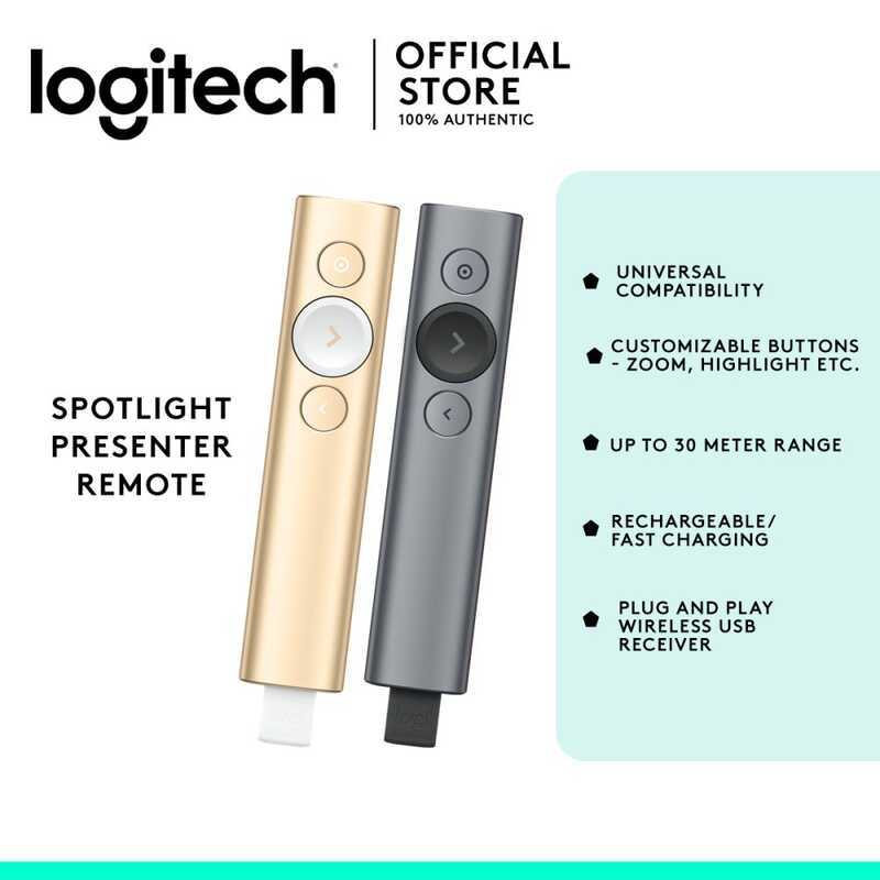 Logitech Spotlight Wireless Presentation Remote 2.4Ghz Usb-Receiver Bluetooth Digital Laser ...