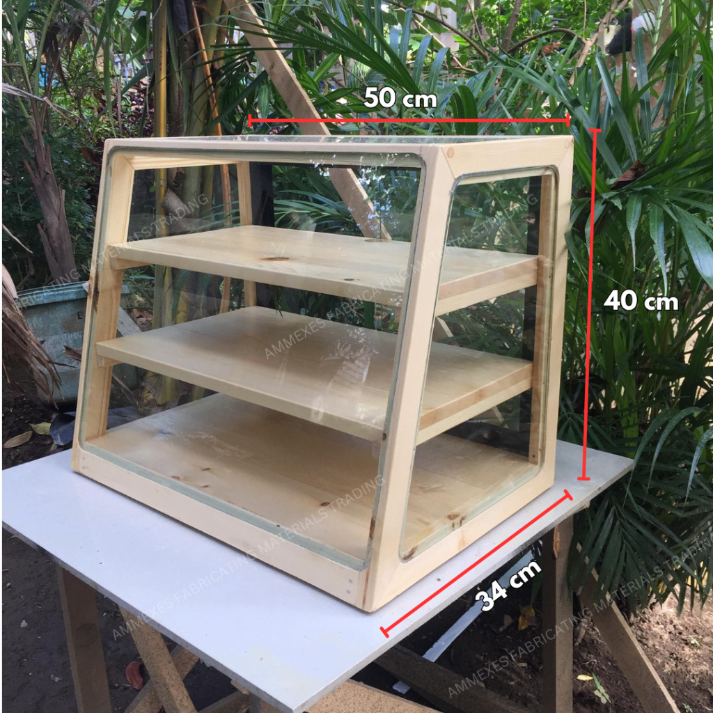 ORION: (ALL WOOD) 3 Layer Slanted type Pastry Bread Food Display Case ...