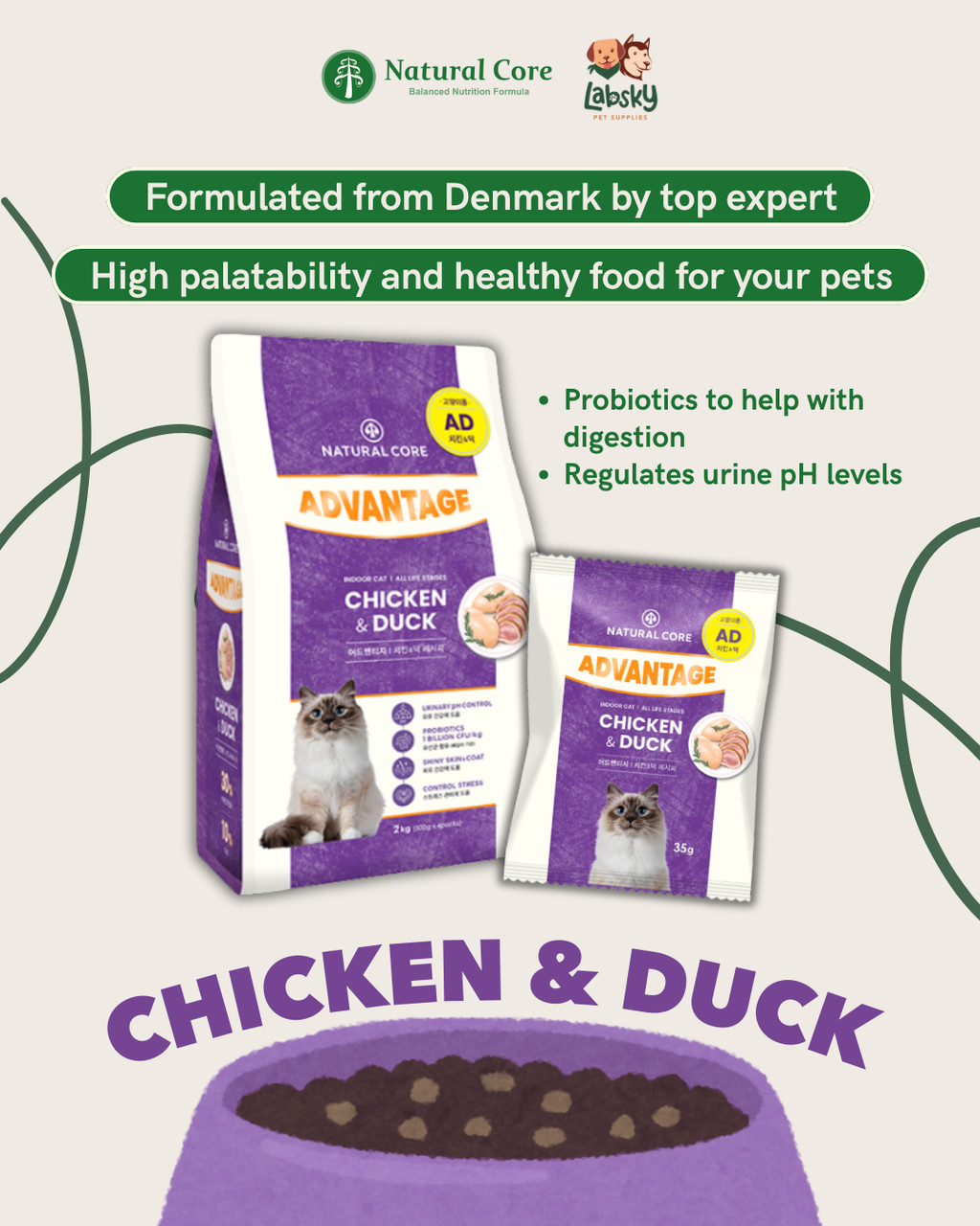 Natural Core Advantage Chicken & Duck Senmark Probiotics Cat Food All ...