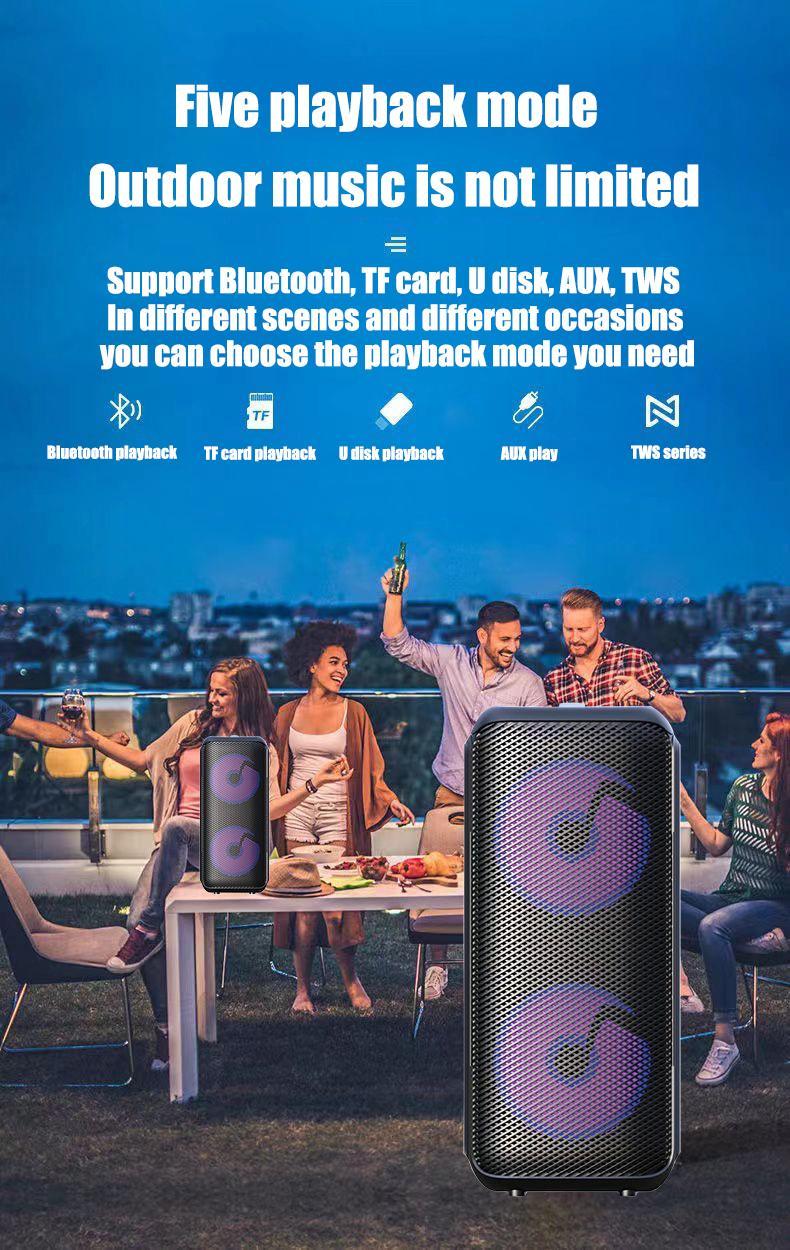 Karaoke Stereo Dual 8Inches Portable Karaoke Wireless Bluetooth Speaker ...