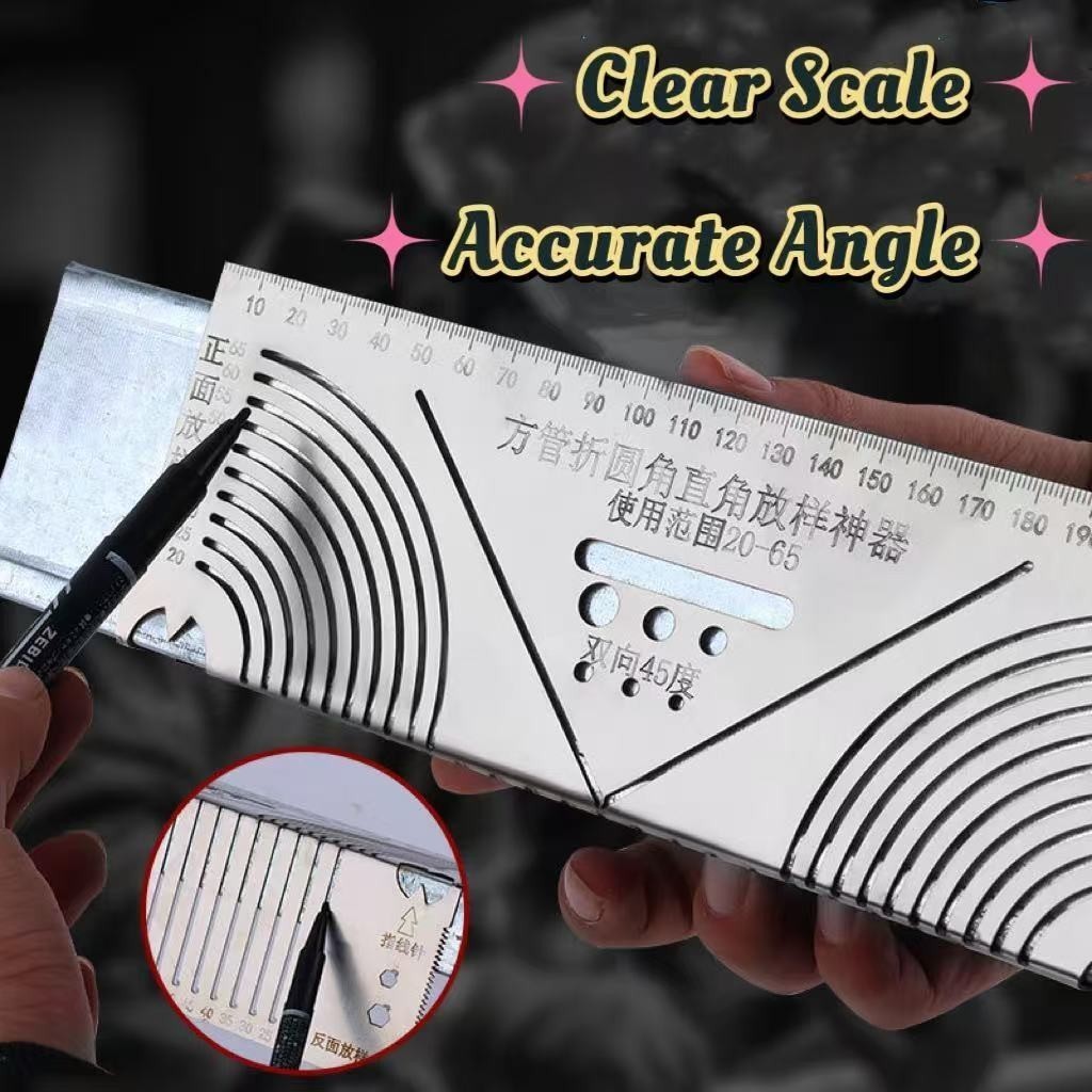 Metal Ruler Square Steel Angle Line Drawing Circle Ruler for Accurate ...