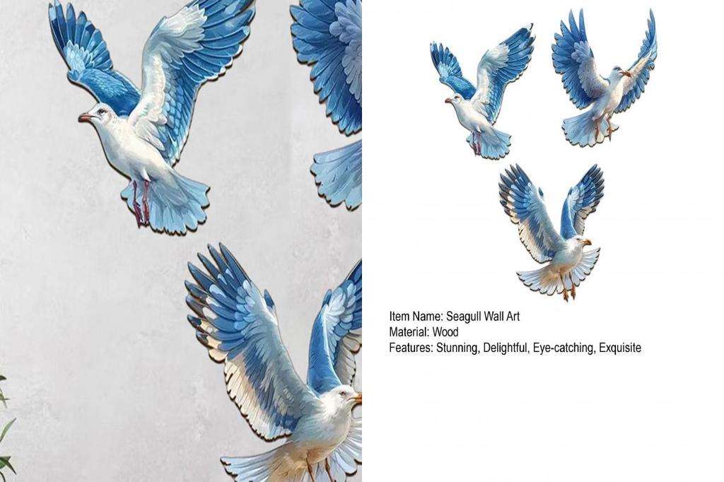 CHEER Coastal Room Decor Wooden Seagull Decor 3 Pcs Wooden Seagull Wall ...