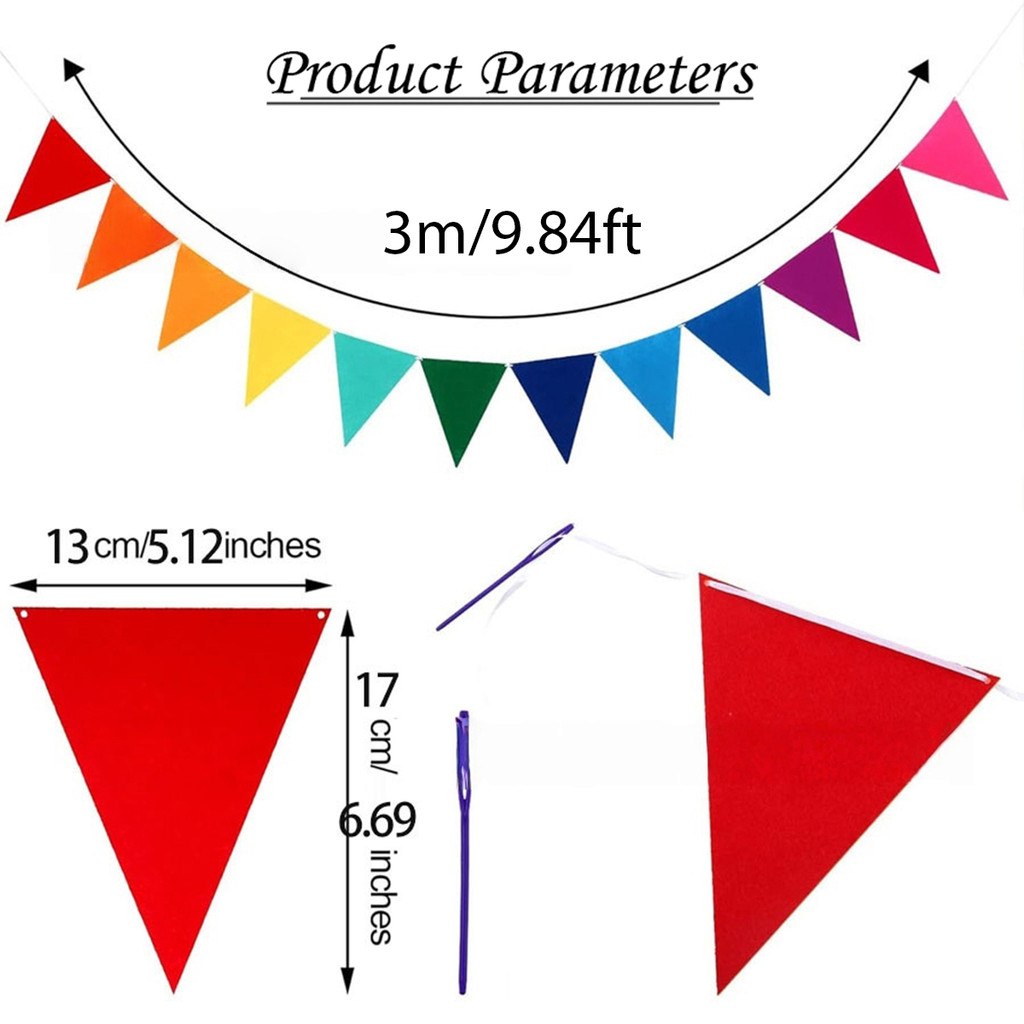 Christmas Felt Bunting 12 Flags 3m Green Red Gold Holiday Decor Xmas ...