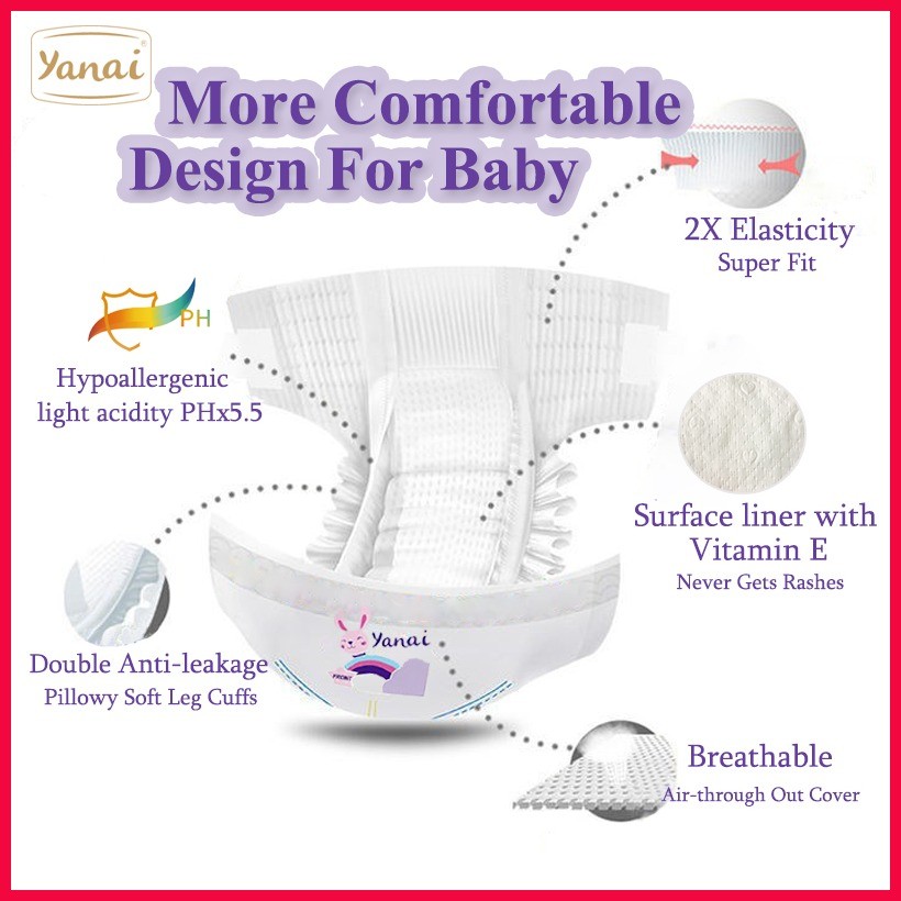 YANAI Slim Soft Baby Diapers Newborn-XXXL Magic Tape Pull-ups Medium ...