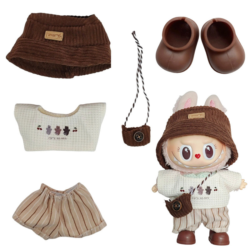 17cm Lafufu Blind Box Keychain - Cartoon Overalls Series Doll Clothes ...