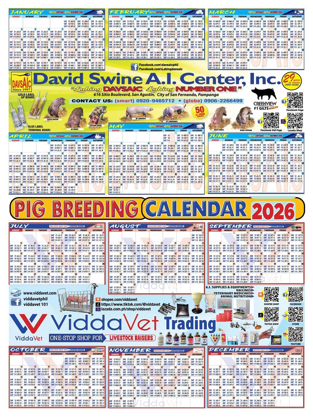 2026 Swine Breeding & Farrow Tracking Calendar for Farms | Shopee ...
