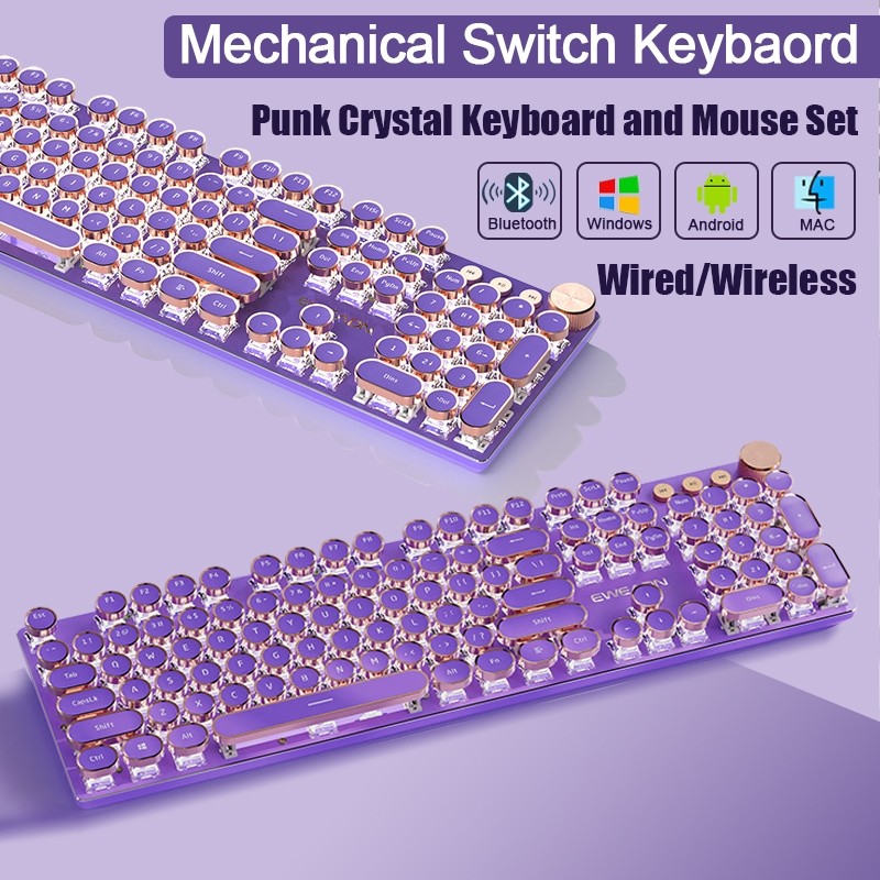 Steampunk Keycap Mechanical Keyboard, Crystal Keyboard, Wireless ...