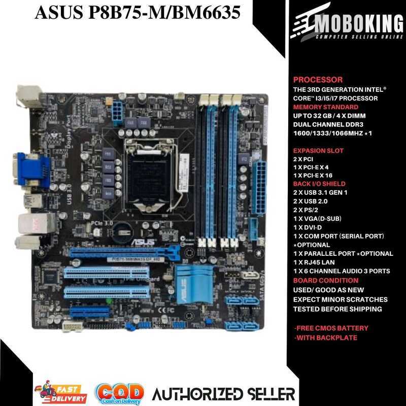 ASUS P8b75-M/Bm 6635 Desktop 3Rd GEN Motherboard B75 Socket LGA 1155 I3 ...