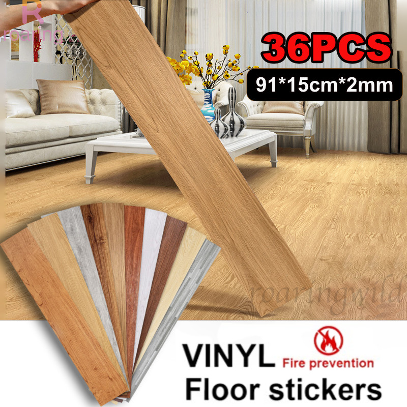 36PCS PVC Vinyl Flooring Sticker Self Adhesive 91cm*15cm Wood Grain ...