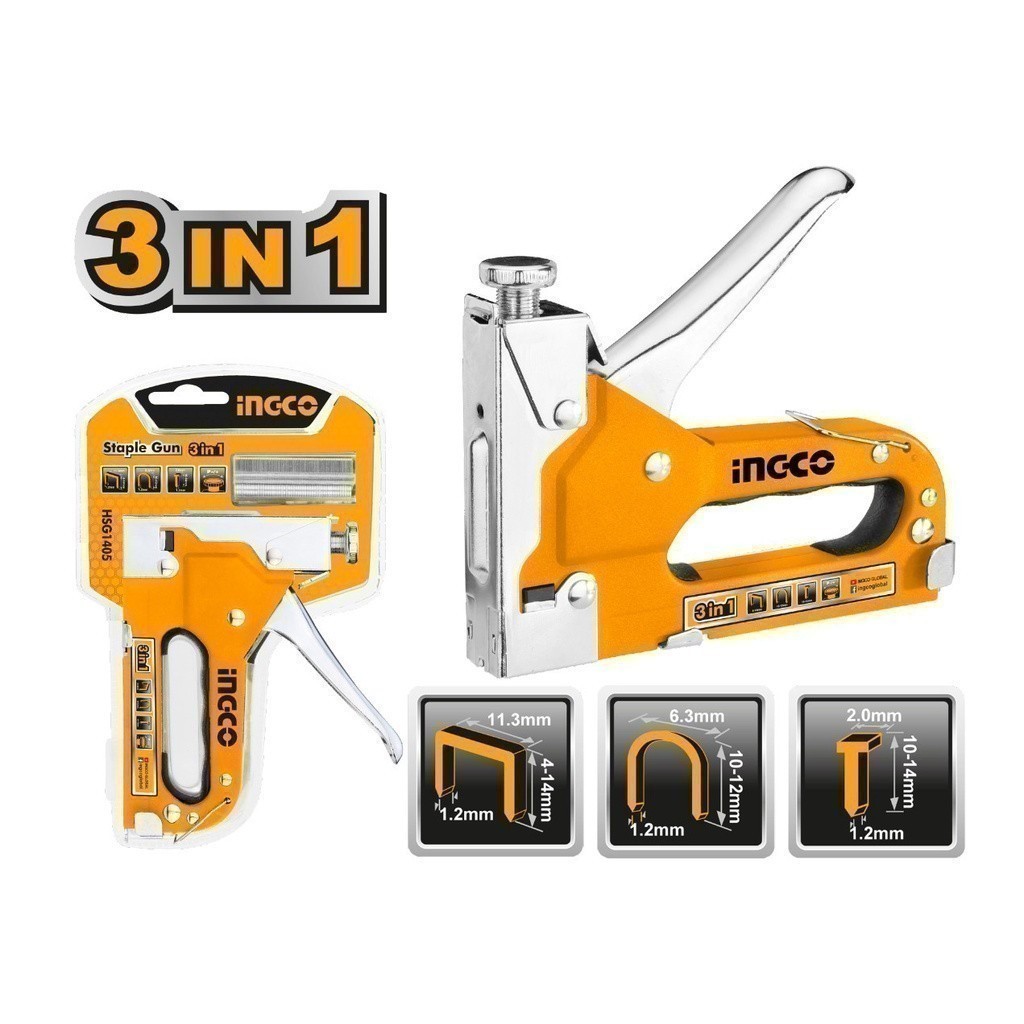 Ingco by Winland 3 in 1 Staple Gun Tacker Tucker w/ Staple Wire ...