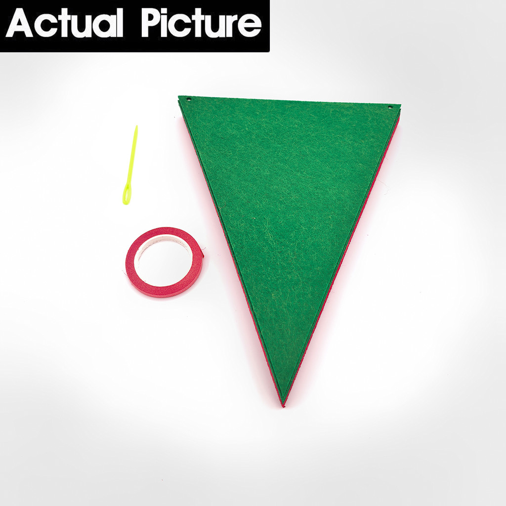 Christmas Felt Bunting 12 Flags 3m Green Red Gold Holiday Decor Xmas ...