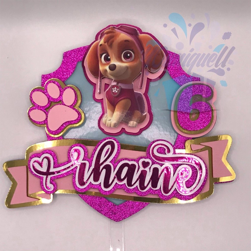 Paw Patrol Badge Cake Topper Layered (3D Customized Name, Age, and ...