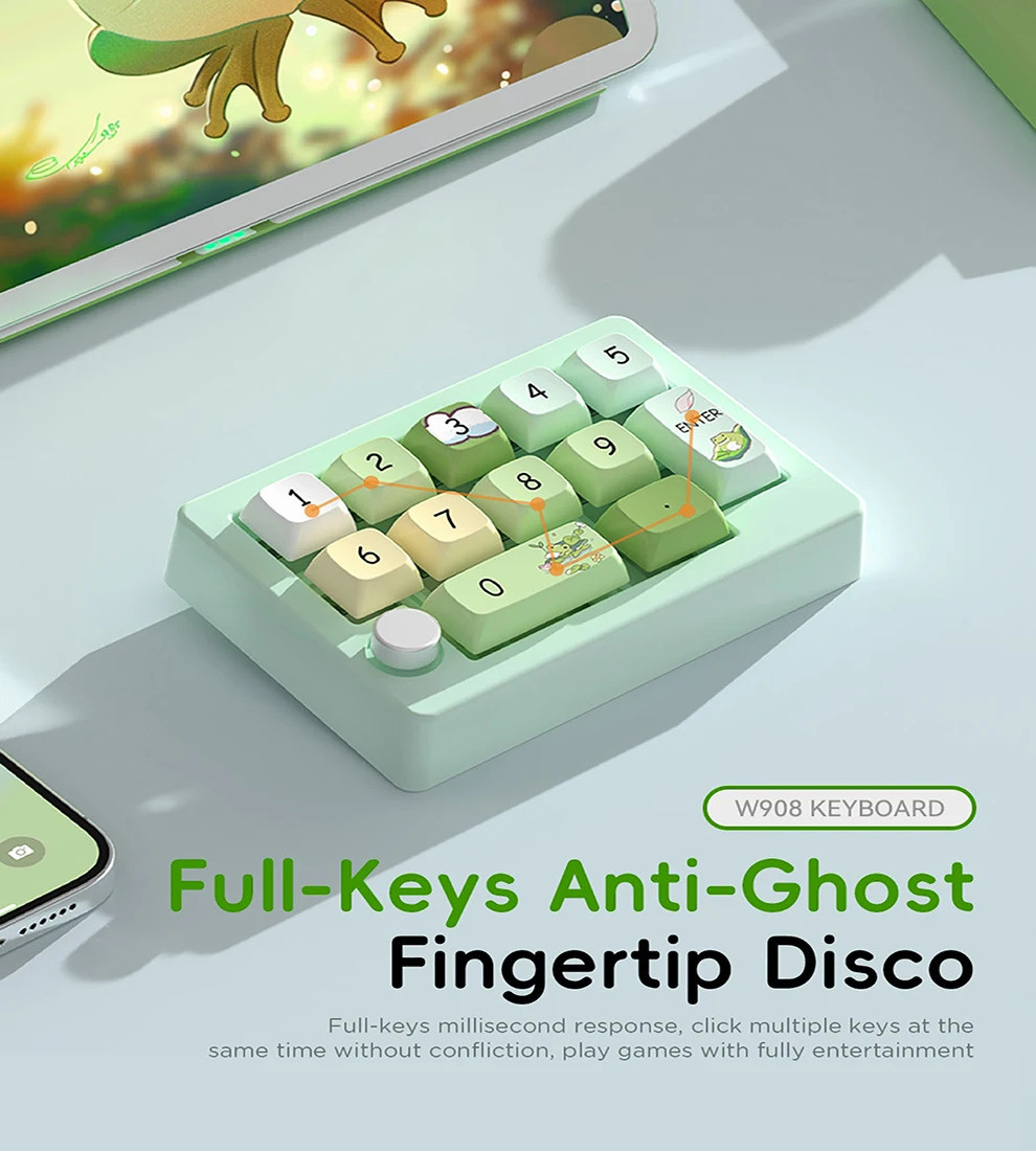 RGB Backlit 12 Keys Tri-Mode Wireless Mechanical Keyboard Full Hot ...