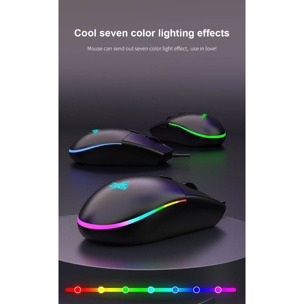 Zeus ZM707 Luminious LED Gaming Mouse 7 Color RGB Lighting 5 DPI Mode ...