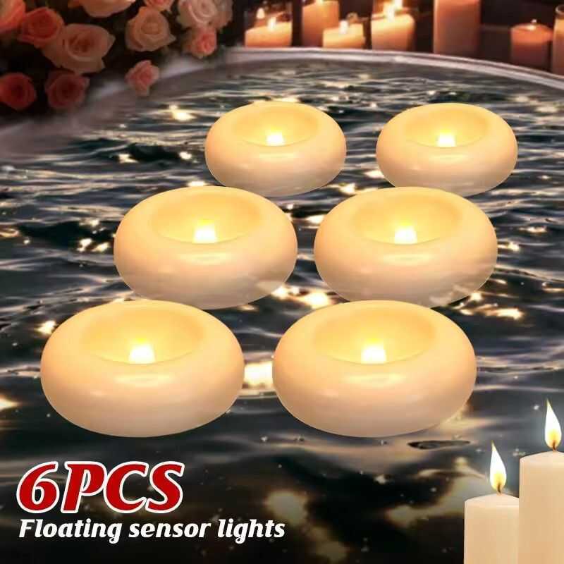 Pcs LED Floating Candle Light Water Induction Flameless Flickering Tea ...