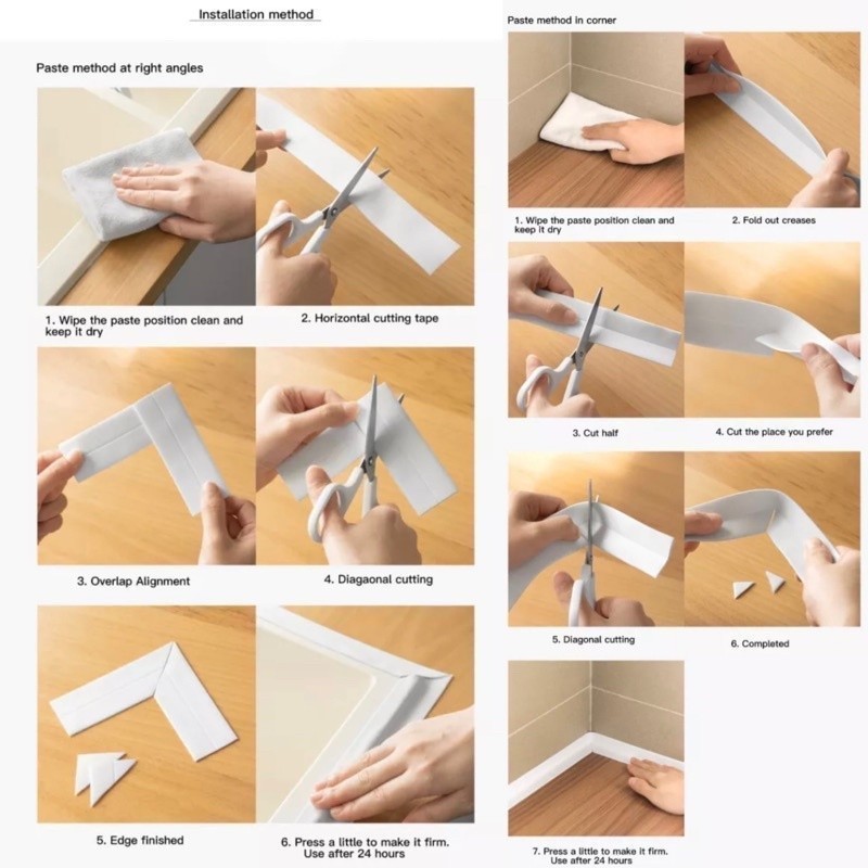 1 Roll Adhesive Sealing Tape Waterproof Strips for Bathroom Wall ...