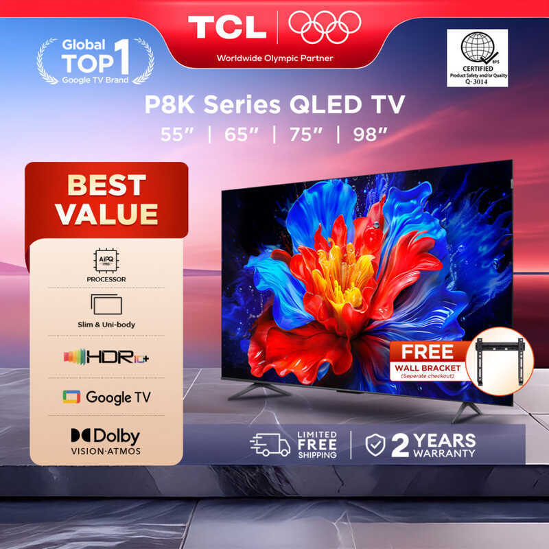 TCL P8k Series 4K QLED HDR Smart TV - 55/65/75/85/98 Inch (Qled, 144Hz ...