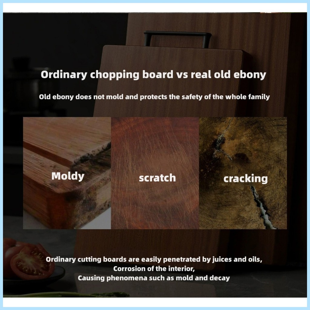Wooden Chopping Board Imported ebony wood Acacia Wooden Antibacterial ...