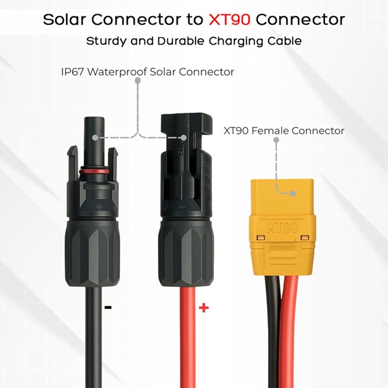 Solar to for XT60 Cable Pure Copper 12AWG Extension Portable Flexible ...