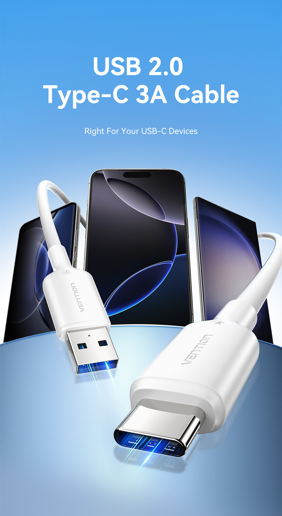 VENTION Ultra Fast Charging 60W Type-C Cable USB-A/USB-C For Android ...