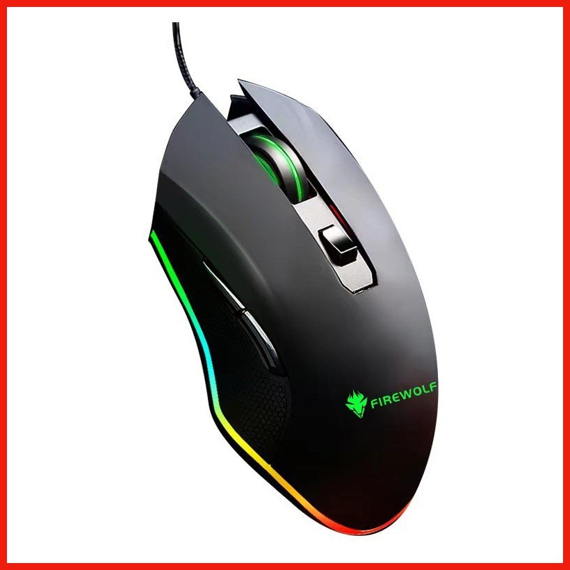 FIREWOLF Black Wired RGB Gaming Mouse 6400DPI Design Gaming Mouse FW-Q7 ...