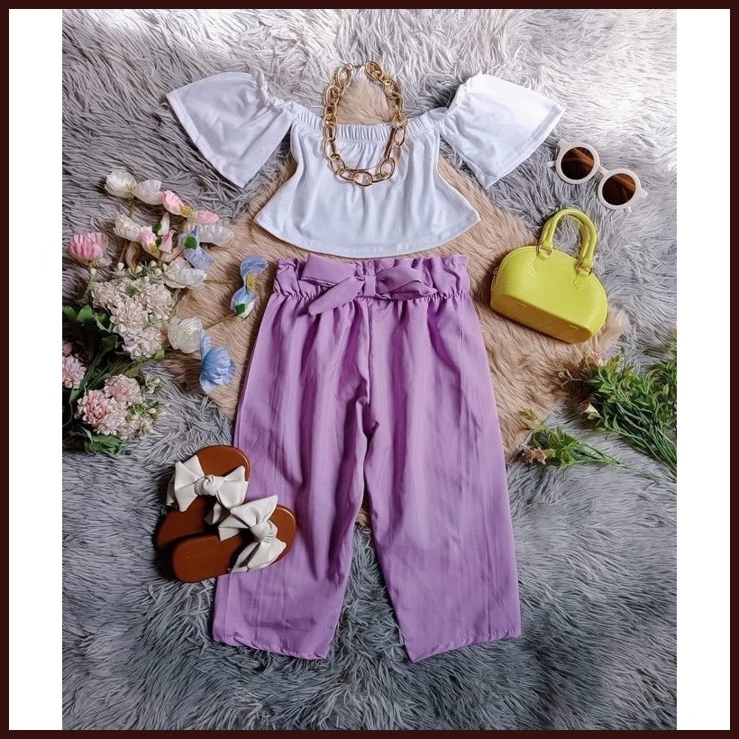 Buddy. Offshoulder Ribbon Trouser Terno | 1-3 years old | Shopee ...