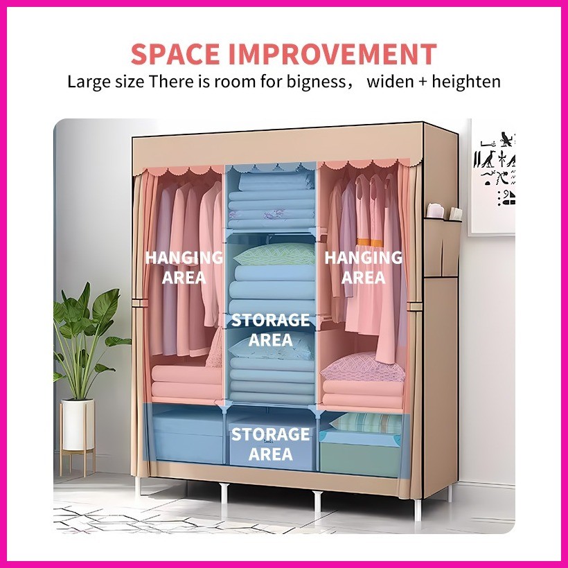 Zipper Wardrobe Cabinet Clothes Storage Heavy Duty lagayan ng damit ...