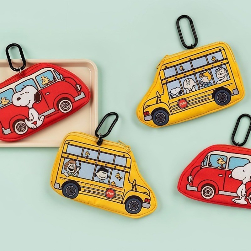 Cartoon Cartoon Snoopy Coin Purse Small Pouch Cute School Bus Shape ...