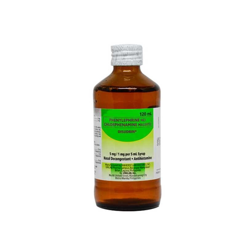 DISUDRIN SYRUP Phenylephrine Hcl 5Mg Chlorphenamine Maleate 1 Mg Syrup ...