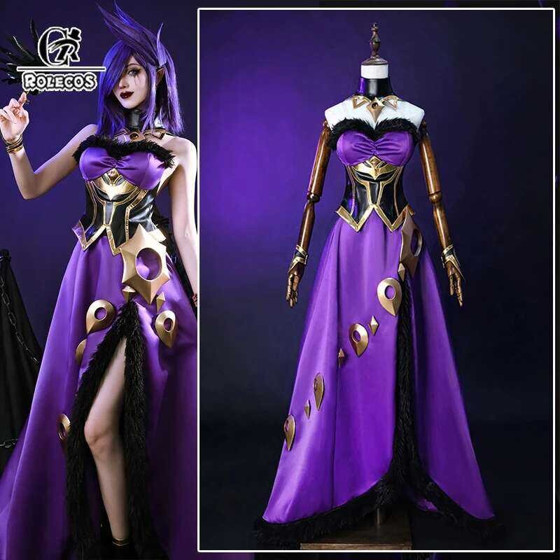 Tt ROLECOS The Fallen Cosplay Costume Game LOL Morgana Purple Outfit ...