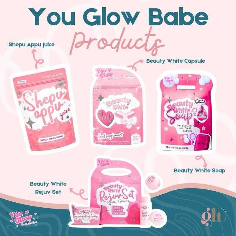 YOU GLOW BABE BEAUTY WHITE GLUTATHIONE CAPSULES SHEPPU APPU JUICE Ygb ...