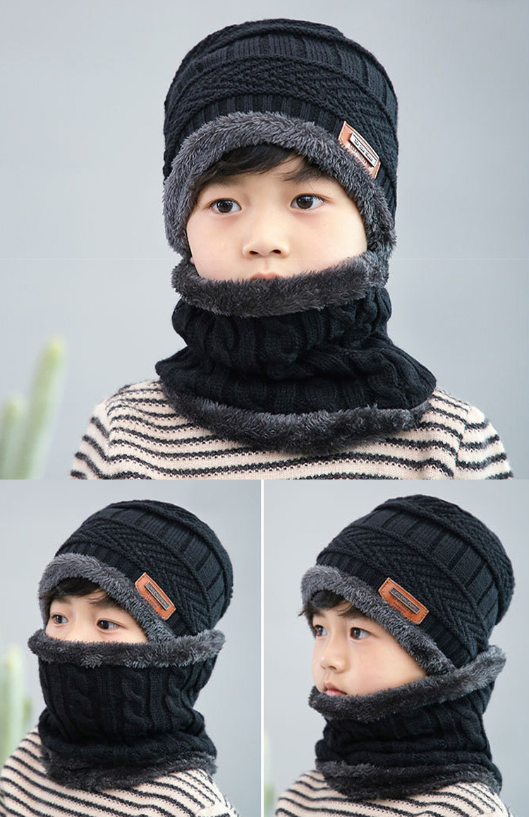 Kids Winter Knit Hat & Scarf Set Set Topi & Skaf Rajut Musim Sejuk ...