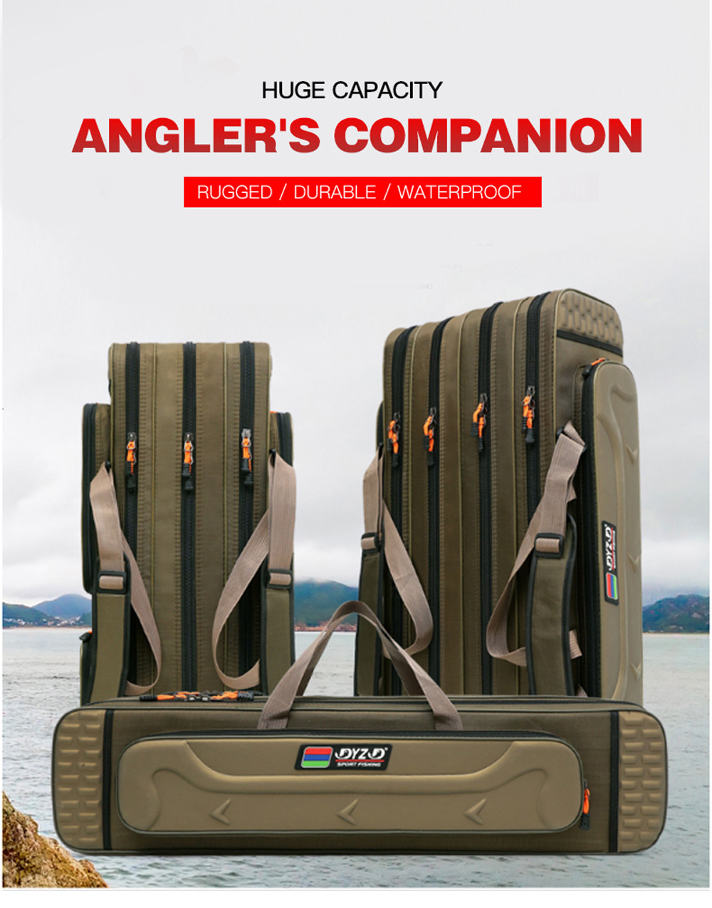 80cm/90cm/100cm/120cm Fishing Rod Bags Waterproof 3/4 Layer Fishing ...