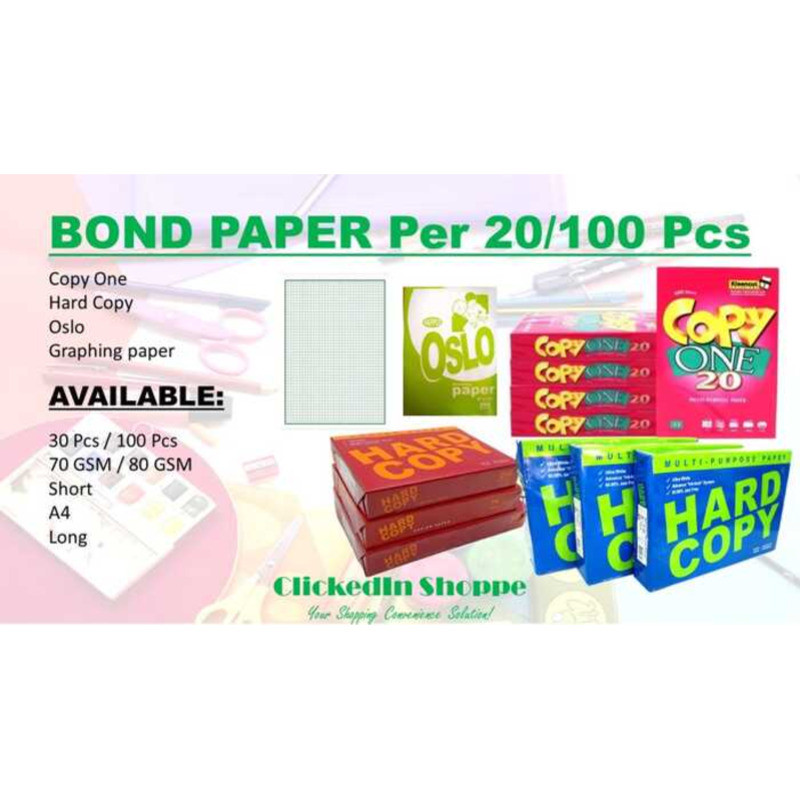 Bond Oslo Graphing Paper 30Pcs Per 100Pcs Hard Copy One 70 / 80 GSM Cff ...