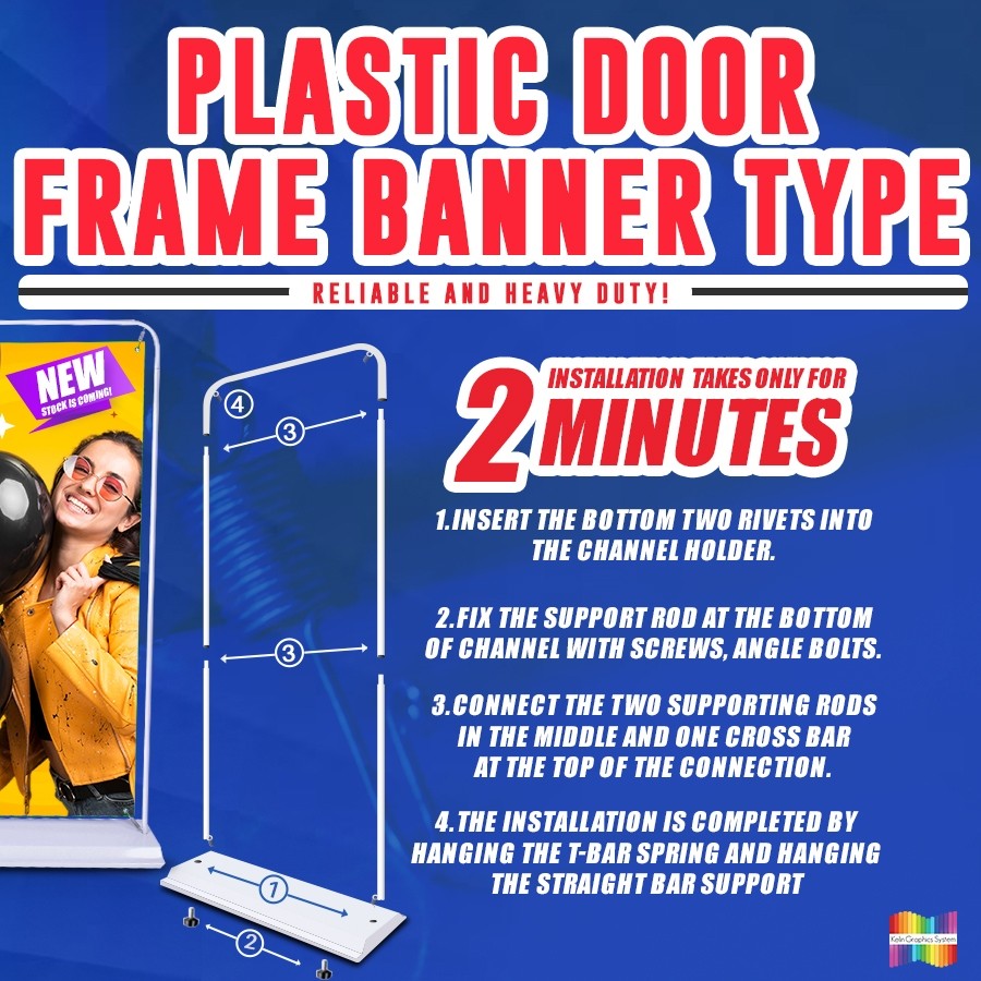 KGS Plastic Door Frame Type Banner Stand Tarpaulin Standee 180cm x 80 ...