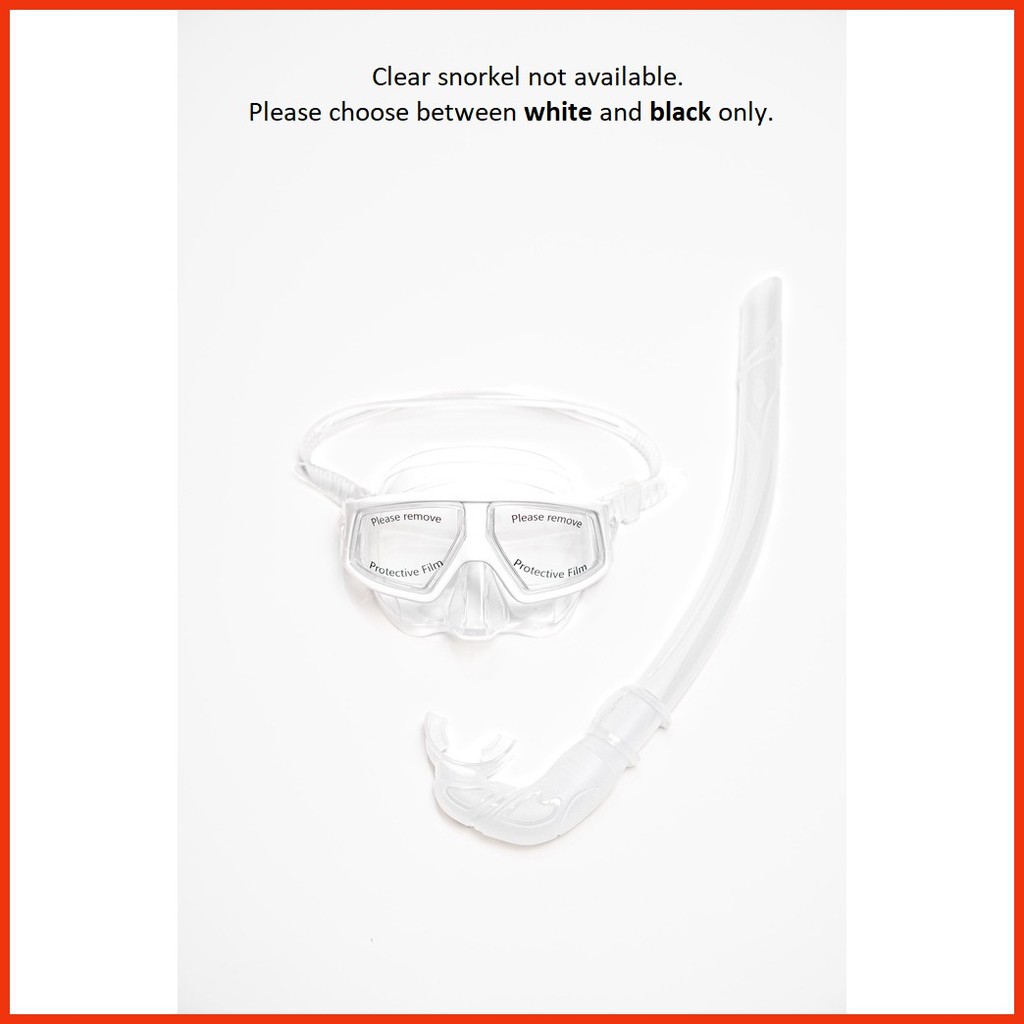 Low Volume Freediving Mask (Wide Angle Plastic Lens) and Snorkel Set ...