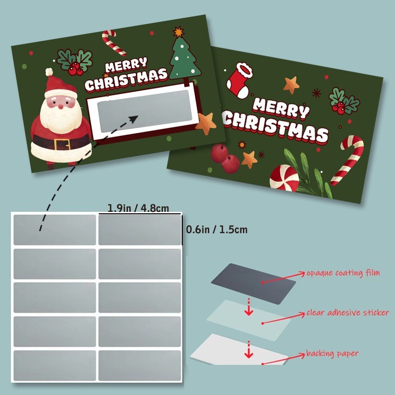 50PCS/Bag Santa Claus Tree Design DIY Gift Voucher Christmas Scratch ...