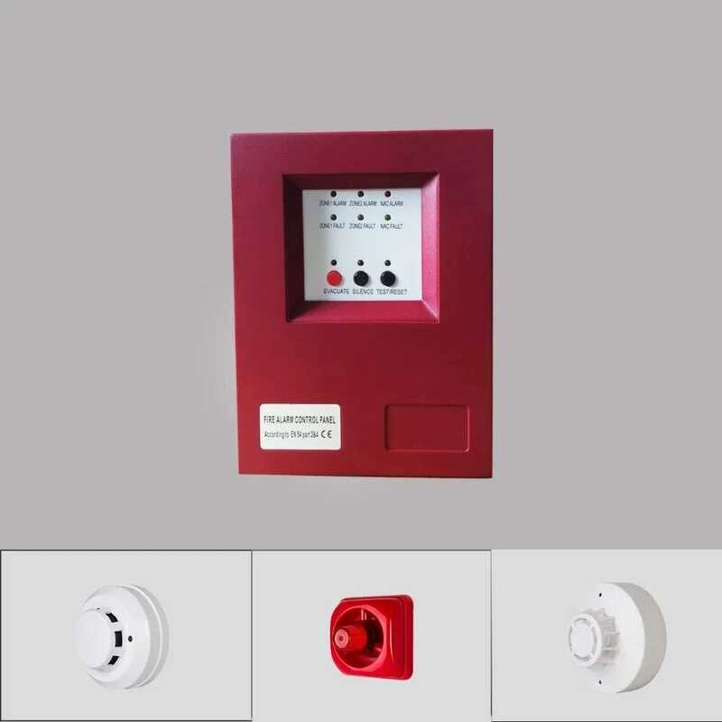 Y Metal Box 2 Zone System Fire Control Panel Alarm For Home School Shop ...