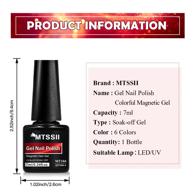 MTSSII 7ml Colorful Magnetic Nail Gel Cat Eyes Glass Gel Nail Polish Soak Off Uv LED Gel ...