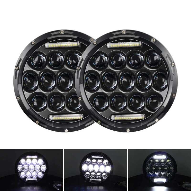 7'' 75W Led Headlight H4 High Low Beam Round Cars Running Lights For JK ...